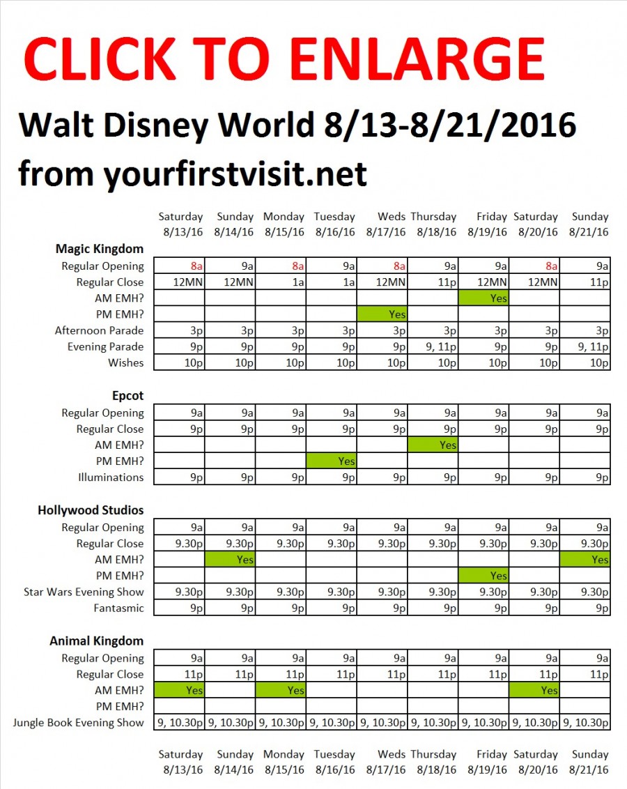 Next Week (August 13 Through August 21, 2016) at Walt Disney World ...